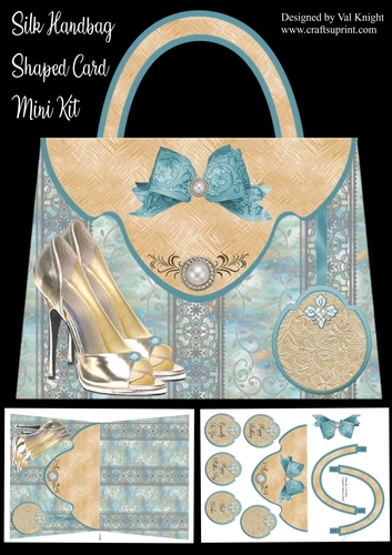 Silk Striped Handbag Shaped Card Mini Kit - CUP950338_58488 | Craftsuprint