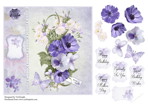 Soft Violet Card Front With Decoupage - CUP957050_58488 | Craftsuprint