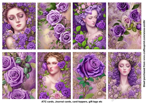 Purple Roses ATC / Cards / Tags - CUP1199031_466 | Craftsuprint