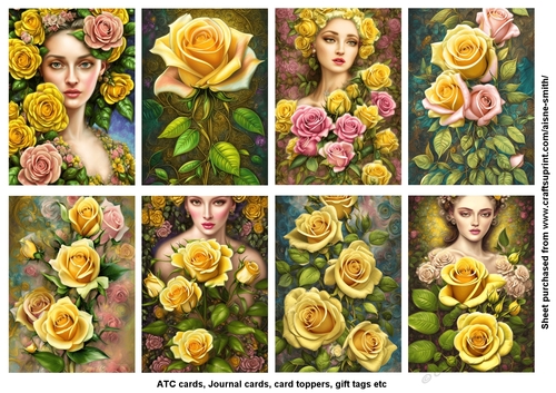 Yellow Roses ATC / Cards / Tags - CUP1199033_466 | Craftsuprint