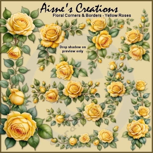 Yellow Roses Floral Corners & Borders - CUP1363574_466 | Craftsuprint