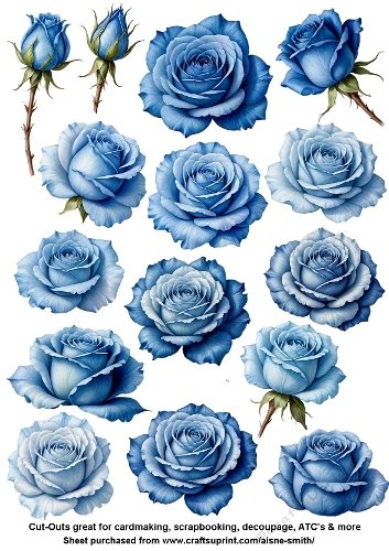 Blue Roses Cut-Out Sheet - CUP1365748_466 | Craftsuprint