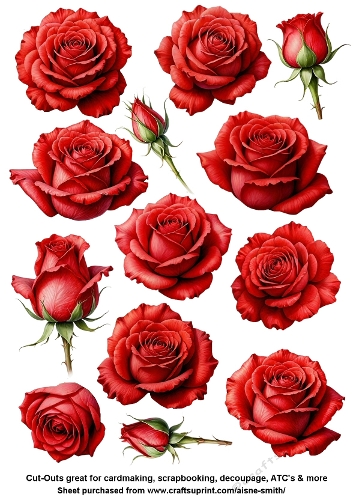 Red Roses Cut-Out Sheet - CUP1365920_466 | Craftsuprint