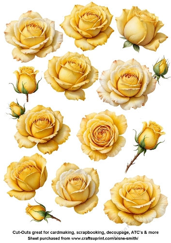 Yellow Roses Cut-Out Sheet - CUP1366041_466 | Craftsuprint