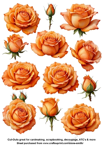 Orange Roses Cut-Out Sheet - CUP1366042_466 | Craftsuprint