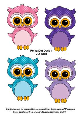 Polka Dot Owls 1 Cut-outs - CUP626787_466 | Craftsuprint