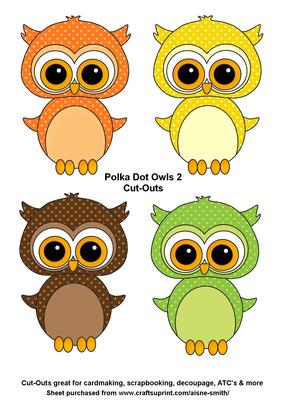 Polka Dot Owls 2 Cut-outs - CUP626789_466 | Craftsuprint