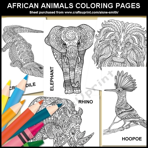 African Animals Zentangle / Colouring Pages - CUP780800_466 | Craftsuprint