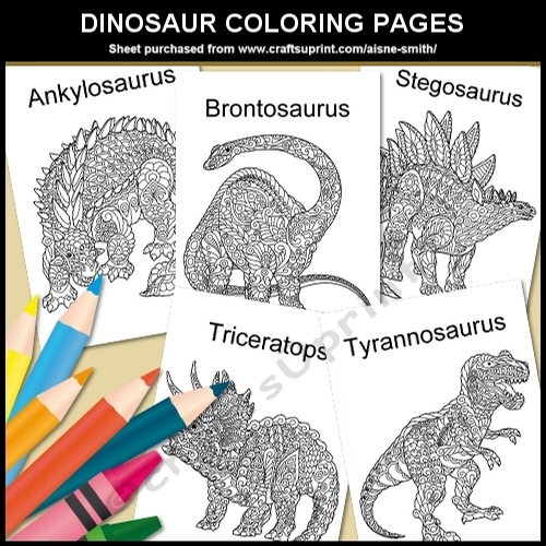 Dinosaur Zentangle / Colouring Pages - CUP788511_466 | Craftsuprint