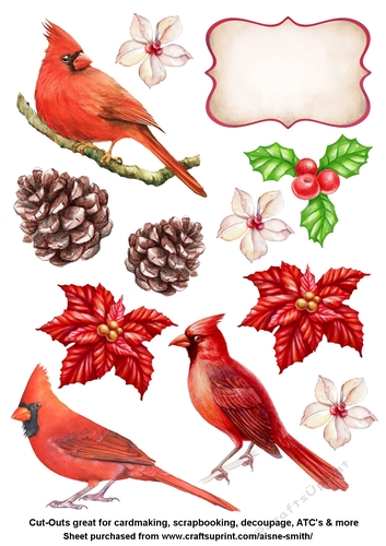 Watercolor Cardinal Cut-Outs - CUP819984_466 | Craftsuprint
