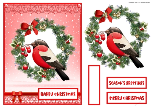Christmas greeting card with Red Robin - CUP1075196_84699 | Craftsuprint