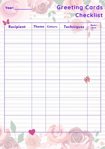 All year round Greeting Cards Checklist - CUP1141630_84699 | Craftsuprint