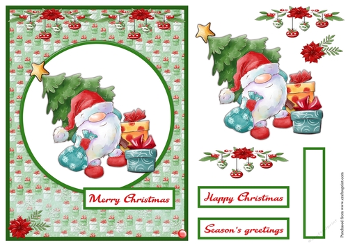 Santa Claus and Christmas tree and gifts greeting card - CUP1157578 ...