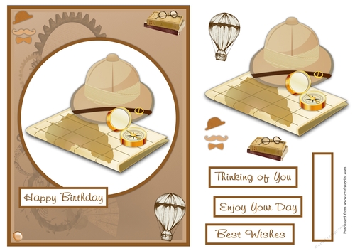 Map and explorer hat male birthday greeting card - CUP1168086_84699 ...