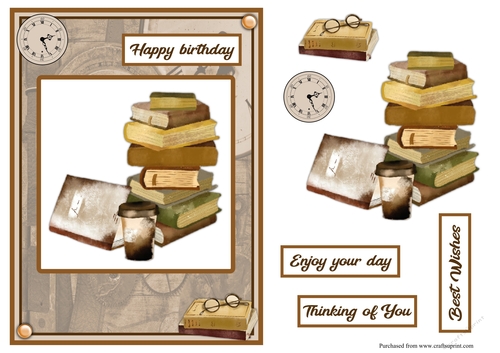 Books and time birthday greeting card - CUP1180397_84699 | Craftsuprint