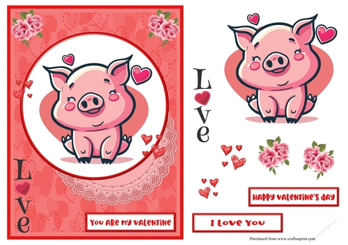 Pig Valentines day greeting card - CUP1188948_84699 | Craftsuprint