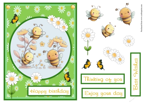 Bees birthday greeting card - CUP1199318_84699 | Craftsuprint