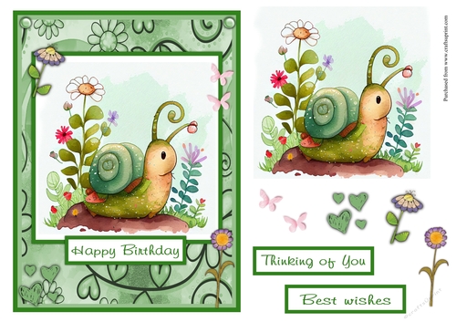 Snail birthday greeting card - CUP1201590_84699 | Craftsuprint