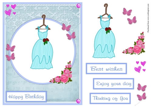Blue dress birthday greeting card - CUP1212906_84699 | Craftsuprint