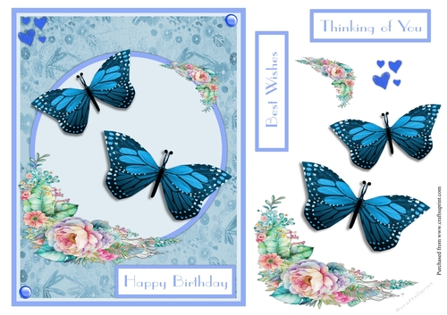 Blue butterflies greeting card - CUP1225602_84699 | Craftsuprint