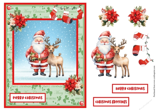 Santa Claus and reindeer greeting card - CUP1229123_84699 | Craftsuprint