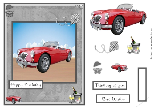 Red car male birthday greeting card - CUP1260585_84699 | Craftsuprint