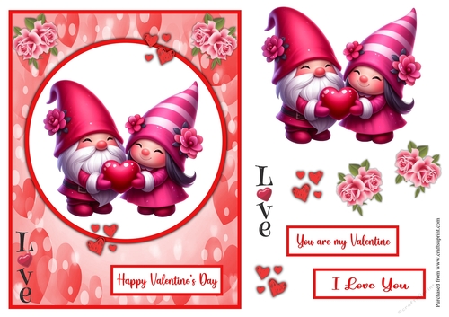 Gnome Valentines day greeting card - CUP1272087_84699 | Craftsuprint