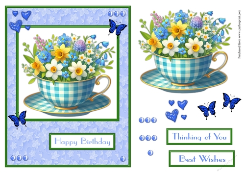 Spring flowers in a cup greeting card - CUP1284556_84699 | Craftsuprint