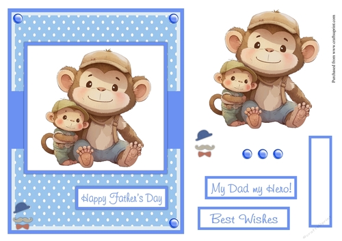 Monkey Fathers day greeting card - CUP1297281_84699 | Craftsuprint