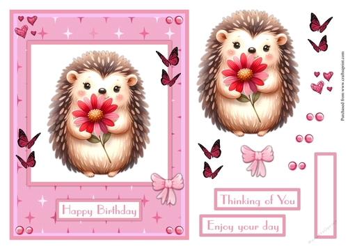 Super cute Hedgehog with flower greeting card - CUP1317158_84699 ...