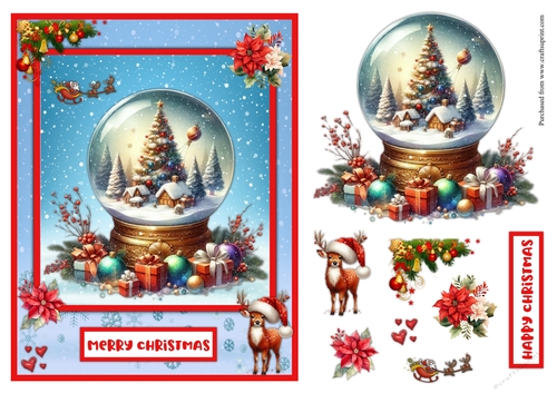 Snowglobe and Santa Claus Christmas greeting card - CUP1333474_84699 ...