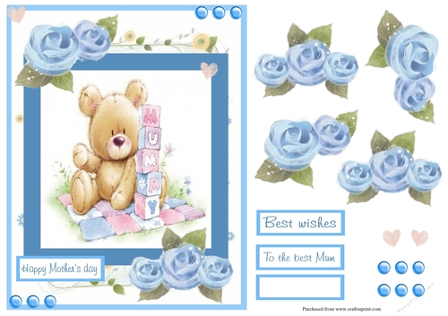 Mothers day greeting card with cute bear - CUP956348_84699 | Craftsuprint