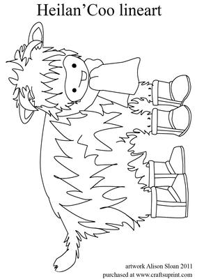 Heilan' Coo Digital Lineart - CUP247555_416 | Craftsuprint