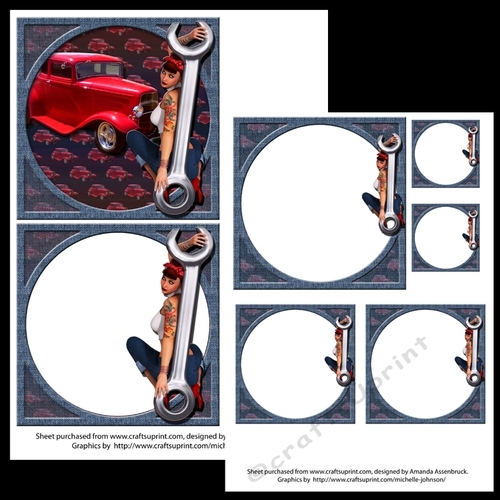 Denim Hotrod 50s Pinup 5 Inch Card Kit 2 - CUP1103003_90819 | Craftsuprint