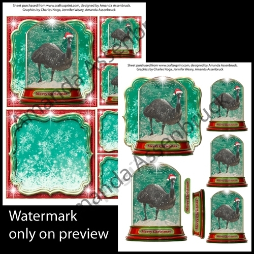 Christmas Globe Santa Emu 5x5 inch Kit 1 - CUP1133501_90819 | Craftsuprint