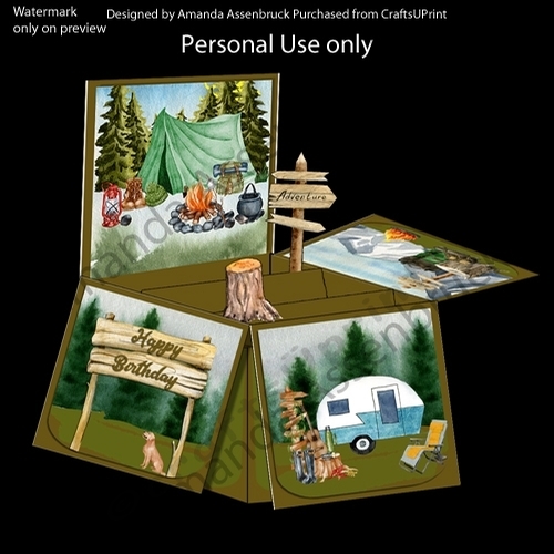 Birthday Camping Box card Kit - CUP1161210_90819 | Craftsuprint