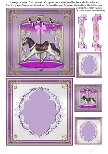 Pretty Purple Carousel Horse Quick Card 1 - CUP1189267_90819 | Craftsuprint