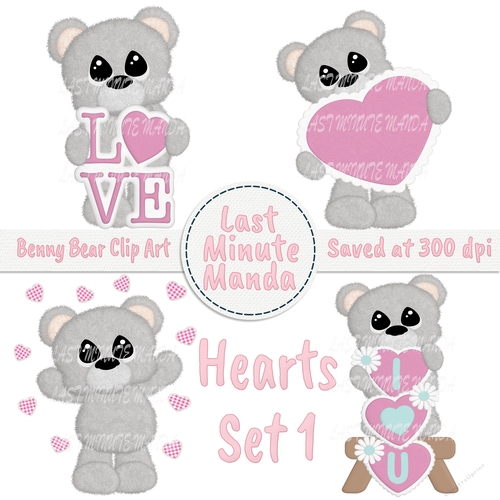 Benny Bear Clip Art Hearts set 1 - CUP1093047_80189 | Craftsuprint