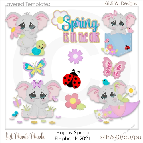 Happy Spring Elephants Layered Templates - CUP1145332_80189 | Craftsuprint