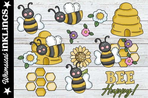 Bee Happy Clipart - CUP1145611_80189 | Craftsuprint