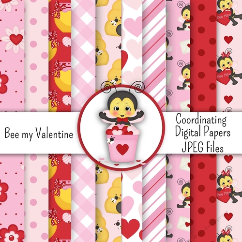 Bee my Valentine 2021 Digital papers - CUP1147866_80189 | Craftsuprint
