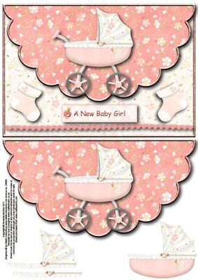 A New Baby Girl Envelope Card with Decoupage - CUP174871_56 | Craftsuprint