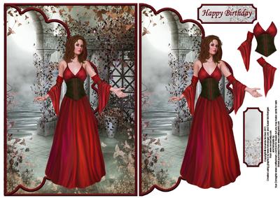 Ruby Fantasy Envelope Card with Decoupage - CUP190786_56 | Craftsuprint