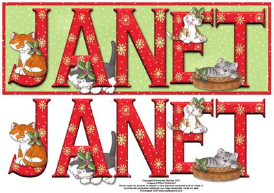 Christmas Kitties Janet Large Dl Name Card - CUP281860_56 | Craftsuprint