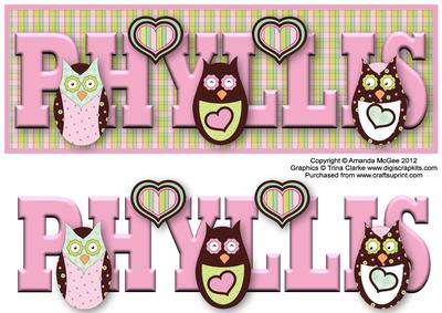 What a Hoot Phyllis Large Dl Name Card - CUP327969_56 | Craftsuprint