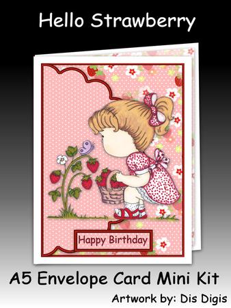 Hello Strawberry A5 Envelope Card Mini Kit - CUP390539_56 | Craftsuprint