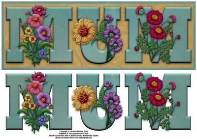 Embroidered Flowers Mum Large Dl Word Card - CUP403904_56 | Craftsuprint