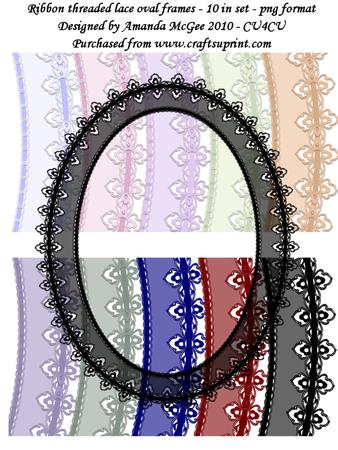 Ribbon Threaded Lace Oval Frames - 10 in Set - CUP65162_56 | Craftsuprint