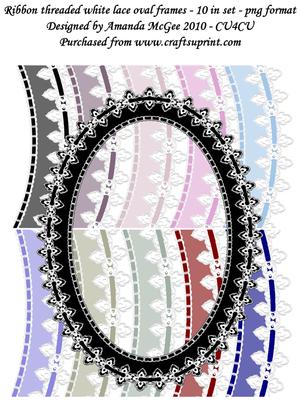 Ribbon Threaded White Lace Oval Frames - 10 in Set - CUP65165_56 ...