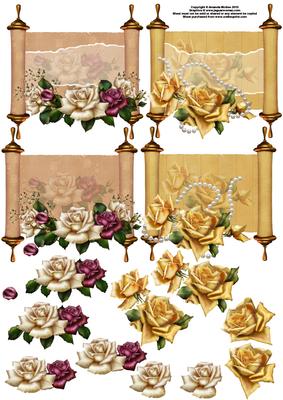Scrolls with Roses Toppers with Decoupage - Blank - CUP84029_56 ...